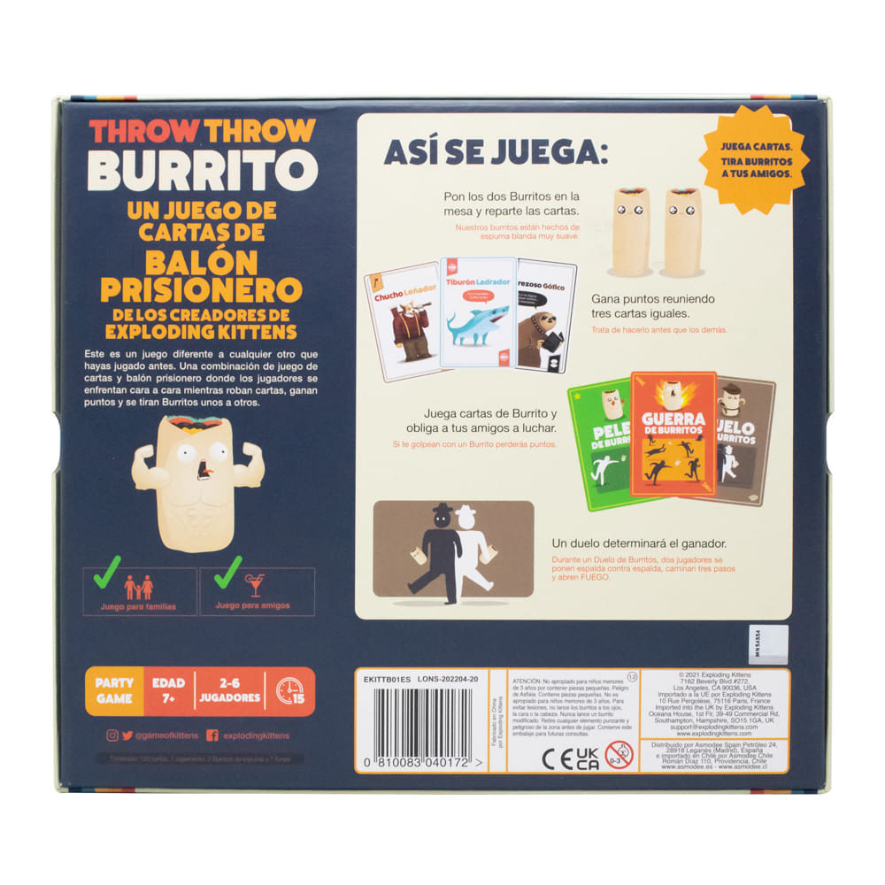 Throw Throw Burrito – Juego de Cartas y Burritos Inflables – Novelty Corp.