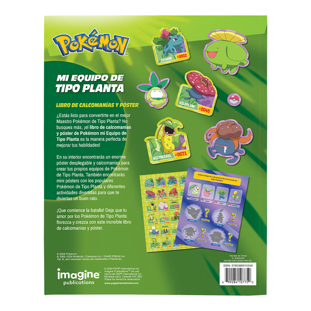 Libro Pokémon Tipo Planta | +200 Stickers y Póster Gigante – Novelty Corp.